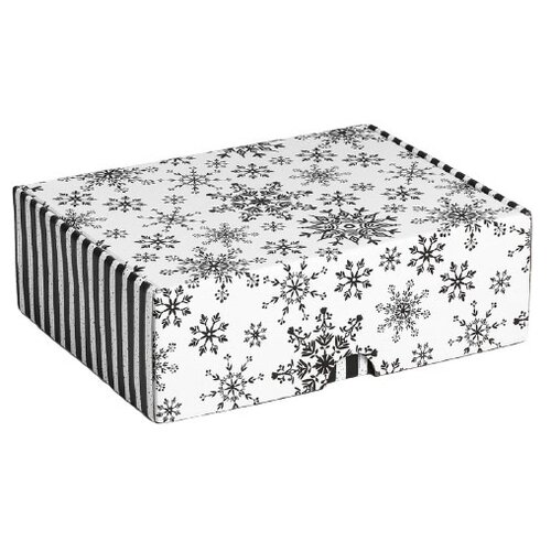 Коробка подарочная Дарите счастье Снежная, 30.7х9.5х22 см, белый/черный