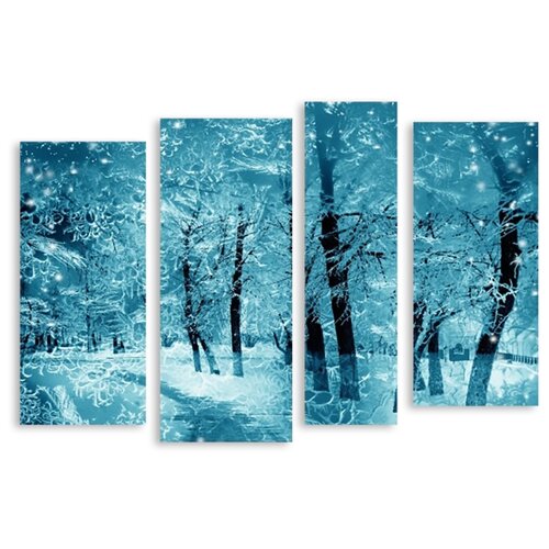 Модульная картина на холсте "Ледяной лес" 150x107 см