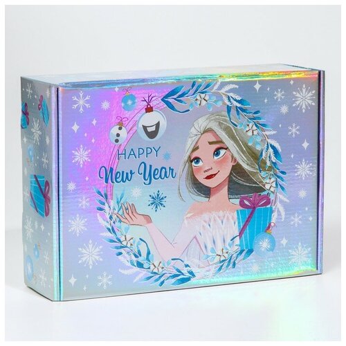 Коробка подарочная складная "Happy New year" Холодное сердце 31х22х9,5 см