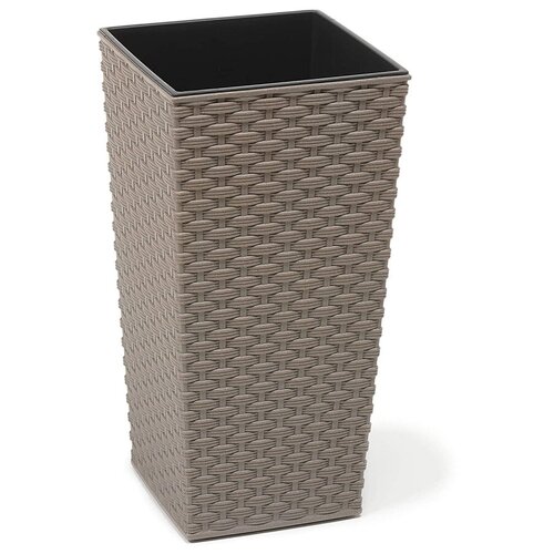 Пластиковый горшок с вкладкой «Финезия Эко Джуто», 25х25х46 см, цвет серый бетон 4984570