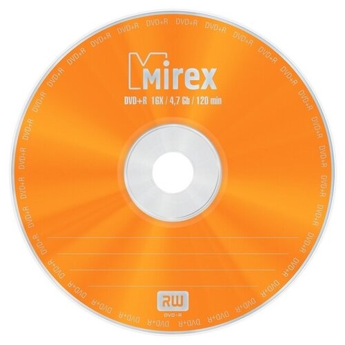 Носители информации DVD+R, 16x, Mirex, Cake/50, UL130013A1B