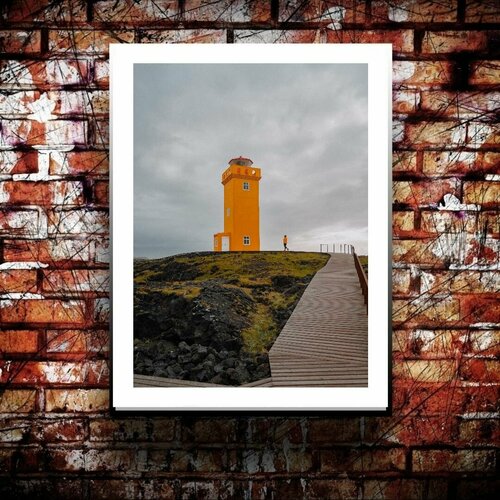 Постер "Оранжевый маяк" Cool Eshe из коллекции "Интерьеры на любой вкус", плакат на стену А4 (29,7 х 21 см)