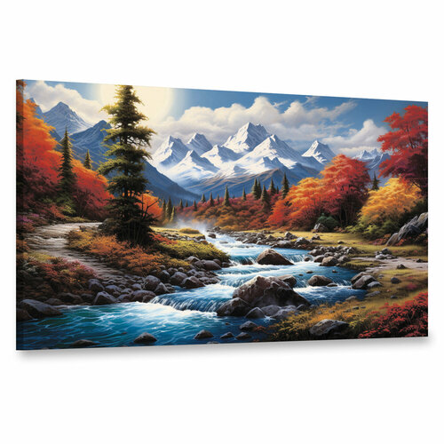 Интерьерная картина 100х60 "Осенний пейзаж с горами"