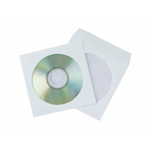 Конверт для CD дисков D2 Tech CDC-2-100, с окном, клей дискрин, 100 шт.