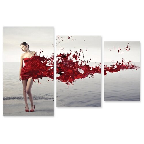 Модульная картина на холсте "Красное платье" 90x61 см