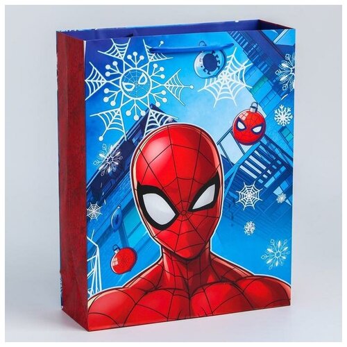 Подарочный пакет Marvel ламинат вертикальный "С Новым годом! Человек-паук", 31х40х11 см