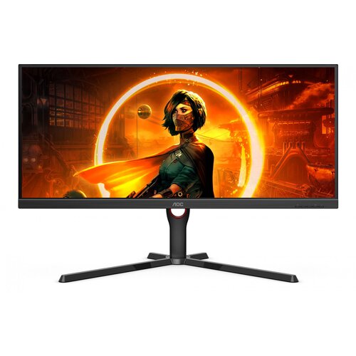 Монитор AOC 34" Gaming U34G3XM/EU черный/красный VA LED 1ms 21:9 HDMI матовая HAS Piv 300cd 178гр/178гр 3440x1440 144Hz FreeSync Premium DP 2K 7.78кг