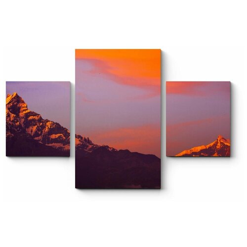 Модульная картина Оранжевый закат над гималайскими горами 170x111