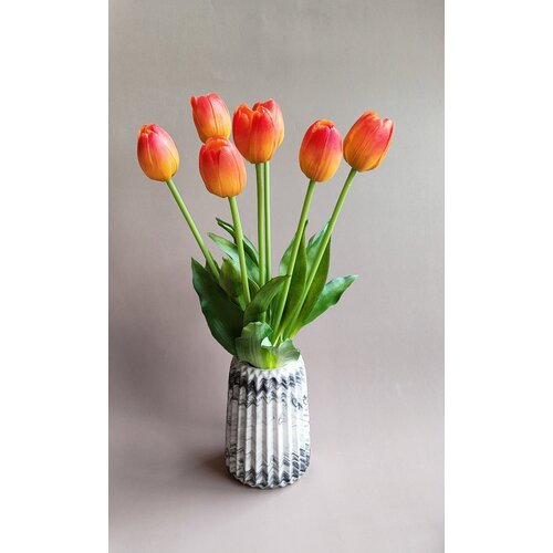 Искусственные тюльпаны из силикона, 40 см, букет из 7 бутонов №4