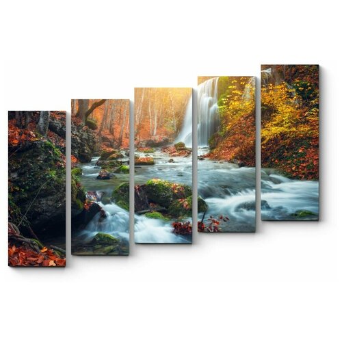 Модульная картина Прекрасный осенний водопад 140x98