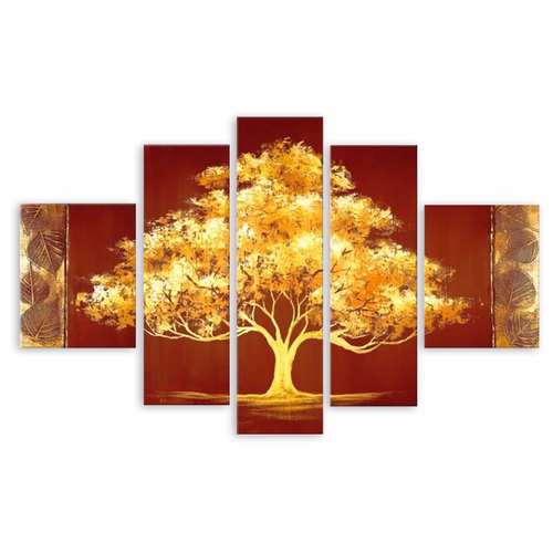 Модульная картина на холсте "Дерево в золоте" 90x52 см