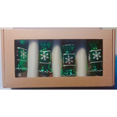 Ёлочное украшение "Конфета" набор из 4-х шт зеленого цвета