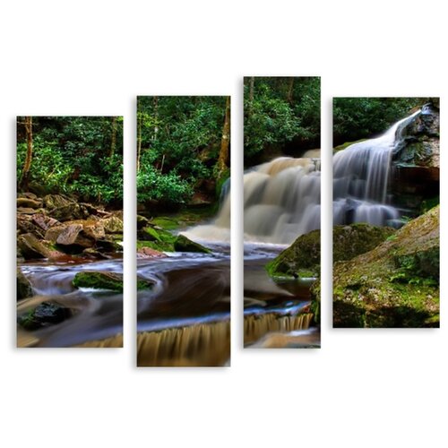 Модульная картина на холсте "Водопад в лесу" 90x67 см