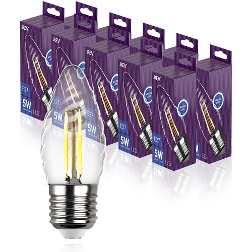 Упаковка светодиодных филаментных ламп 10 шт REV 32490 4, 4000К, Е27, FTC37, 5Вт