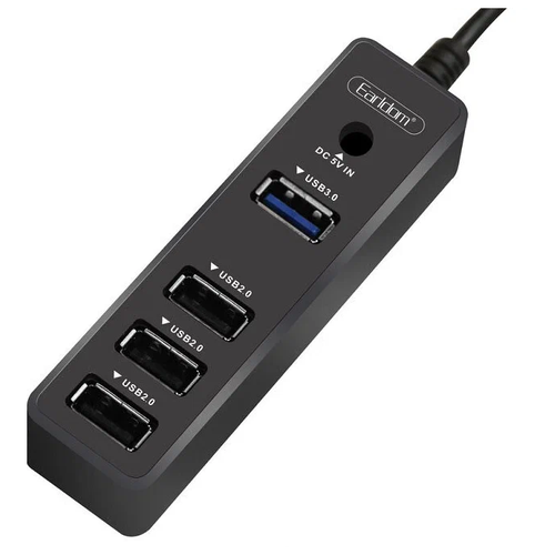 Ealdom / Разветвитель / USB HUB Хаб 4 порта / USB 2.0x3+USB 3.0 черный ET-HUB07