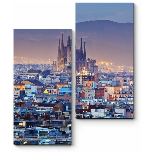 Модульная картина Величественная Барселона в сумерках 70x88