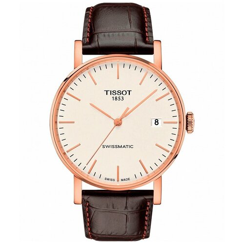 Наручные часы TISSOT Мужские швейцарские механические Everytime Swissmatic T109.407.36.031.00 с гарантией, коричневый, белый