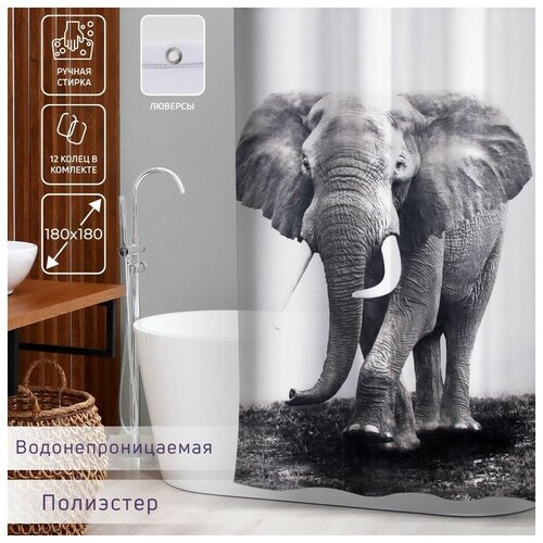 Доляна Штора для ванны Доляна «Слон», 180×180 см, полиэстер