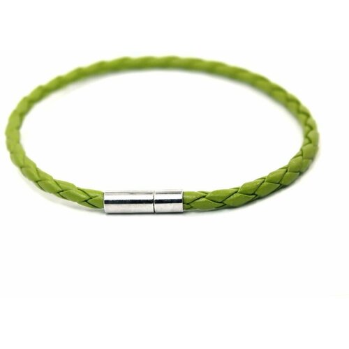 Плетеный браслет Handinsilver ( Посеребриручку ) Браслет плетеный кожаный с магнитной застежкой, 1 шт., размер 22 см, серебристый, зеленый