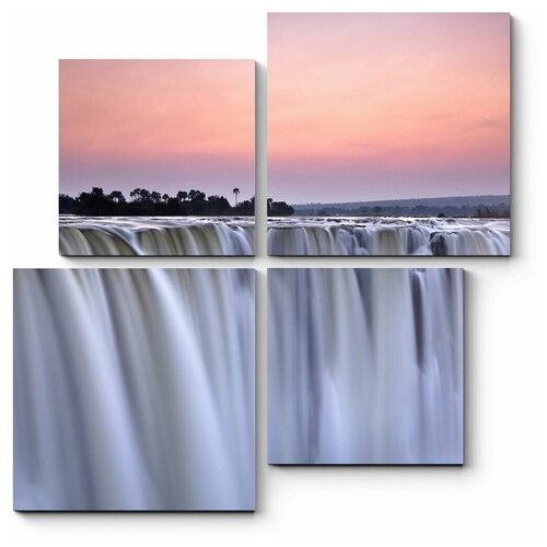 Модульная картина Водопад в утреннем свете 100x100