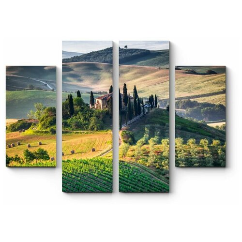 Модульная картина Тоскана, панорамный пейзаж140x105