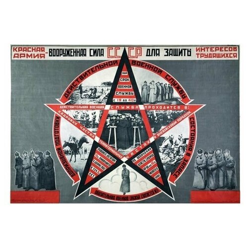 Плакат, постер на бумаге Красная армия-вооруженная сила СССР для защиты интересов трудящихся. Размер 42 х 60 см