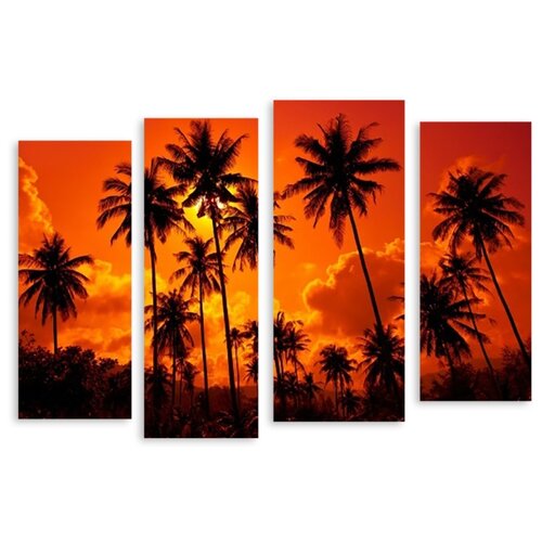 Модульная картина на холсте "Пальмы на закате" 120x86 см