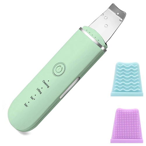 Аппарат для ультразвуковой чистки лица Gridario Face Skin Cleaning Scrubber, 4 режима, зеленый