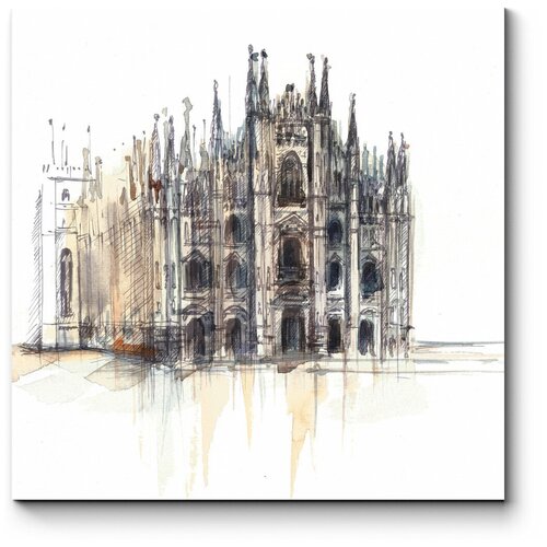 Модульная картина Миланский собор в акварели 90x90