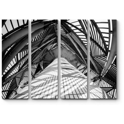 Модульная картина Винтовая черно-белая лестница 110x83