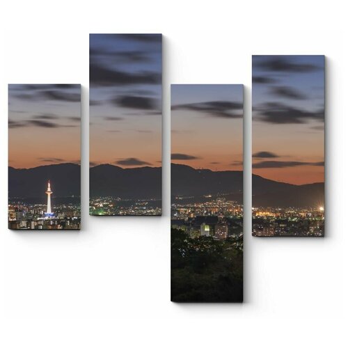Модульная картина Неповторимая панорама ночного Киото 124x116
