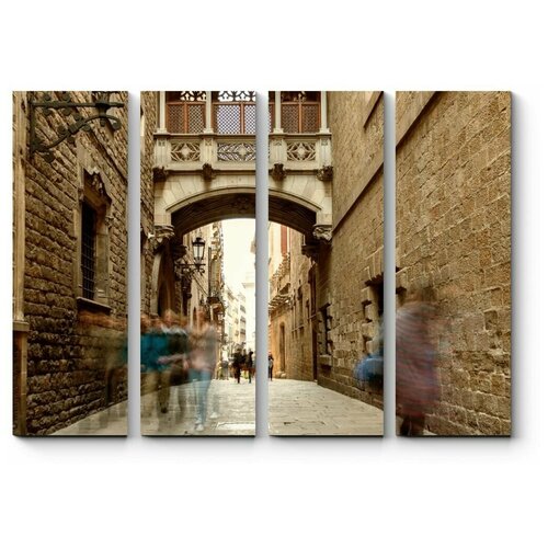 Модульная картина Узкая мощеная улочка Барселоны110x83
