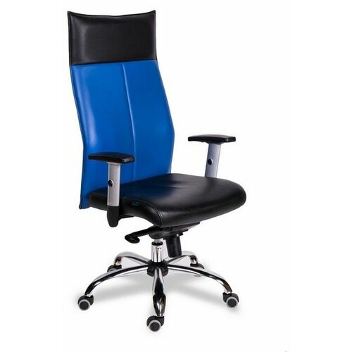 Компьютерное офисное кресло Мирэй Групп линк RSJ хром, Экокожа, Черно-синее