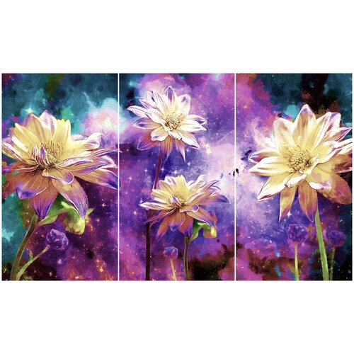 Модульная карина триптих Цветок космос 80х140