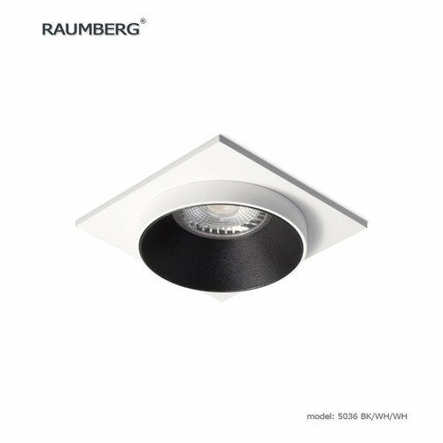 Встраиваемый неповоротный светильник RAUMBERG 5036 RF bk/wh/wh черный с белым кольцом и белой рамкой под светодиодную лампу GU10