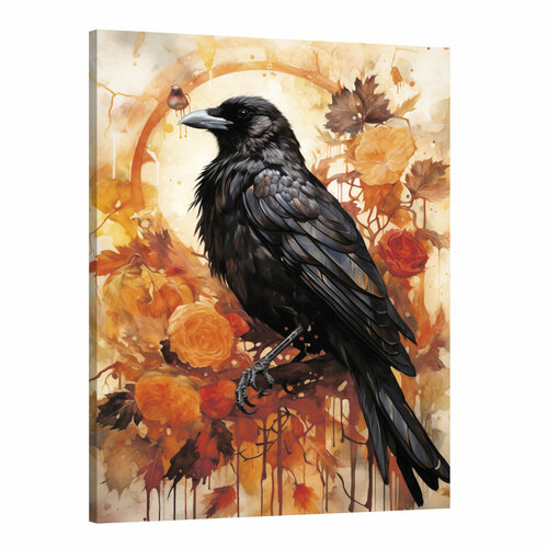 Интерьерная картина 50х70 "Портрет ворона"