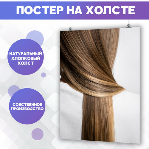 Постер на холсте Уход за волосами Кератиновое выпрямление Салон красоты (2) 30х40 см