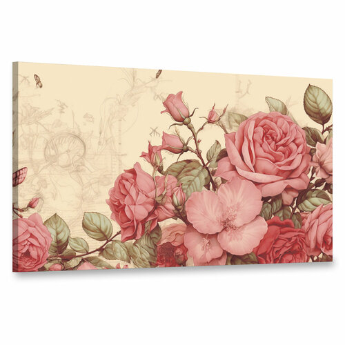 Интерьерная картина 100х60 "Розы в эпохе романтизма"
