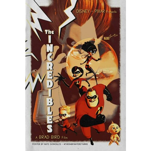 Плакат, постер на бумаге Суперсемейка (The Incredibles, 2004г). Размер 21 х 30 см