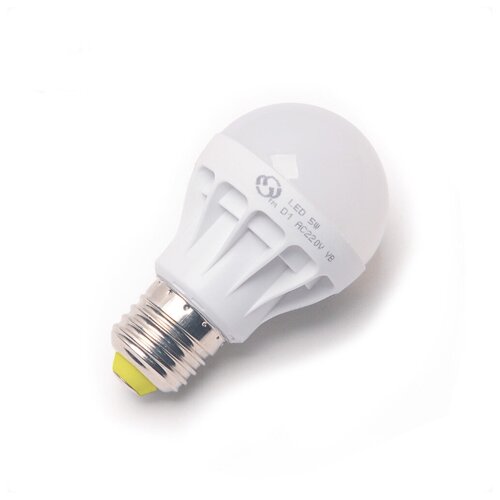 Лампа (LED), цоколь E27, 5Вт, эконом, цвет свечения теплый белый, комплект 5 штук