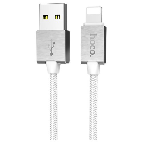 Кабель Hoco U49 Refined Steel USB - Lightning, 1 м, 1 шт., белый