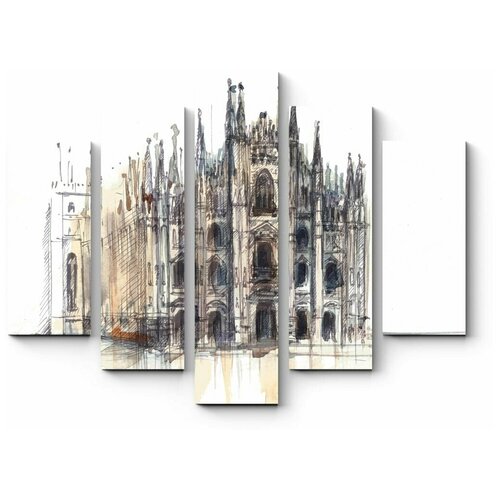 Модульная картина Миланский собор в акварели 85x68