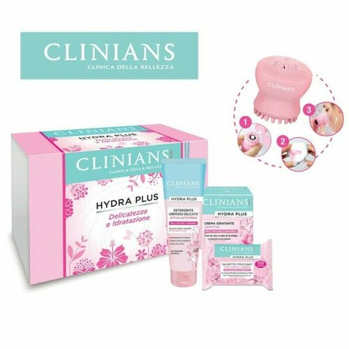 CLINIANS Подарочный набор женский Clinians Hydra Plus: Крем+Гель для умывания+Салфетки+Щетка для лица