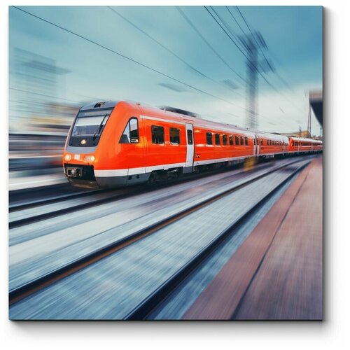 Модульная картина Высокоскоростной красный пассажирский пригородный поезд20x20