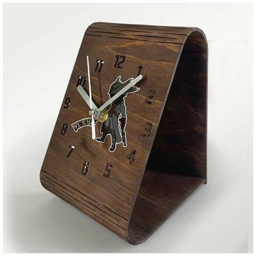 Настольные часы из дерева, цвет венге, яркий рисунок игры Assassins Creed Истоки - 285