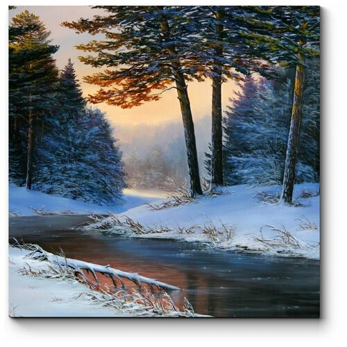 Модульная картина Холодная красота зимнего леса 60x60