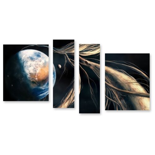 Модульная картина на холсте "Ветвь в космос" 90x50 см