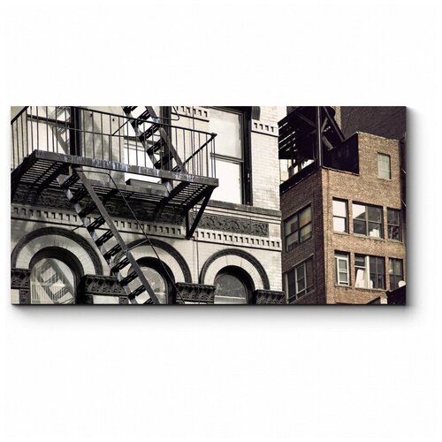 Модульная картина История Нью-Йорка в зданиях 200x100