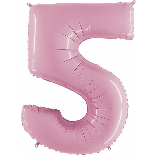 Воздушный шар Цифра 5, нежно-розовый, 101 см