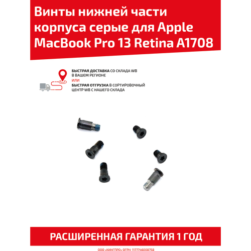 Винты нижней части корпуса для ноутбука Apple MacBook Pro 13 Retina A1708, серые